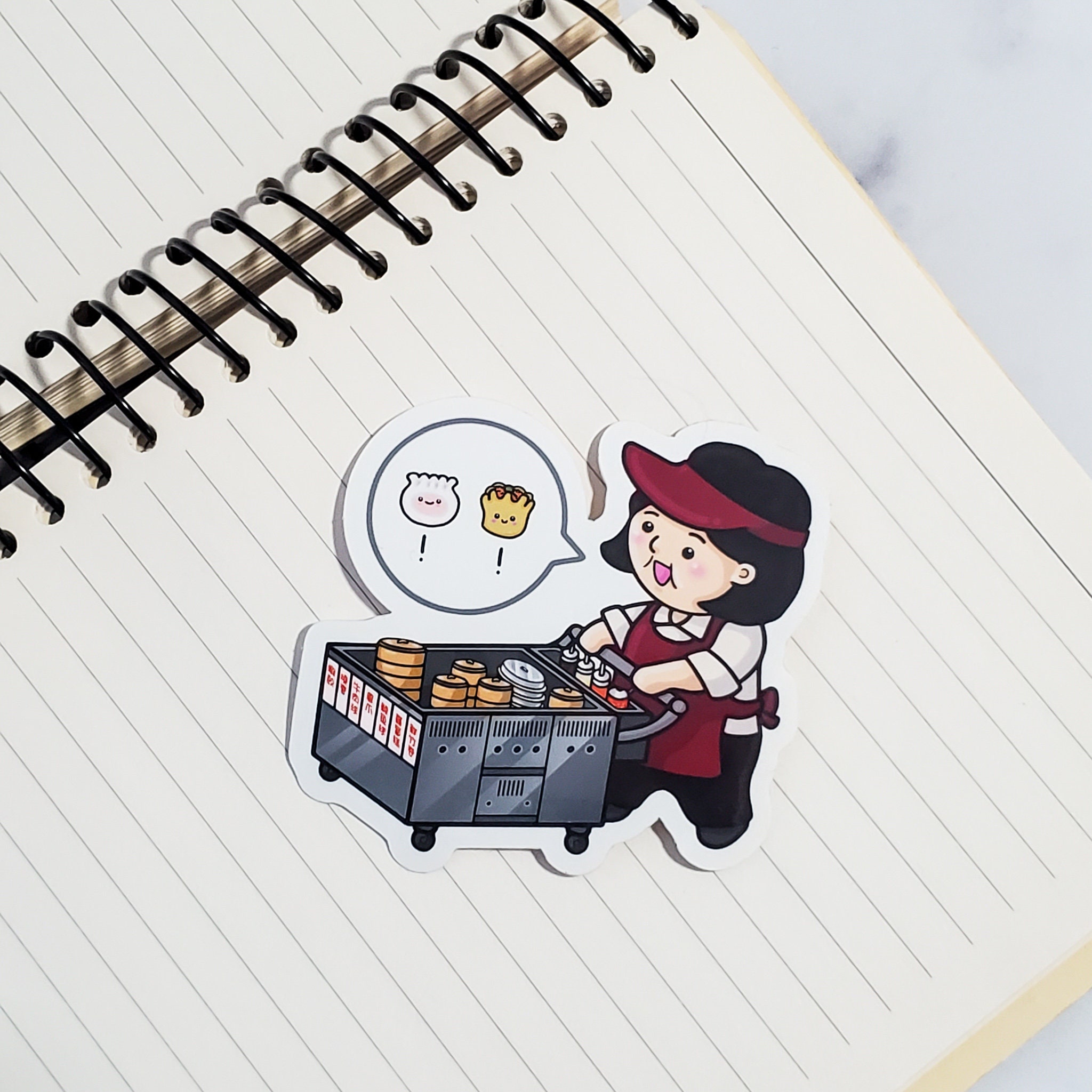 Dim Sum Lady Sticker Dim Sum Cart Asian Auntie Hong Kong - Etsy
