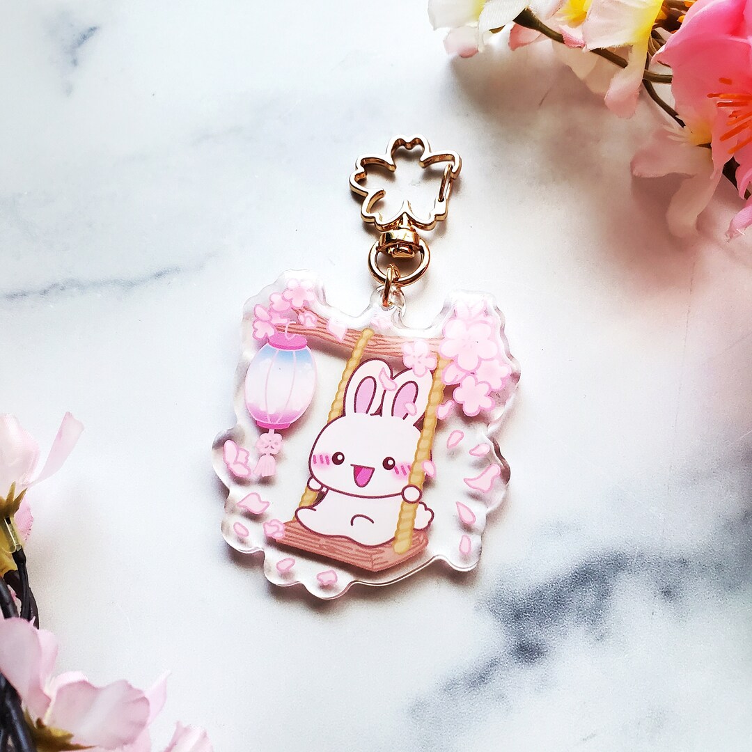 Mood Swing Bunny Acrylic Keychain, Bunny Keychain, Rabbit Keychain ...