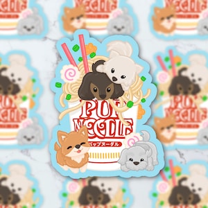 Pup Noodles Sticker, Dachschund Sticker, Pomeranian Sticker, Corgi ...