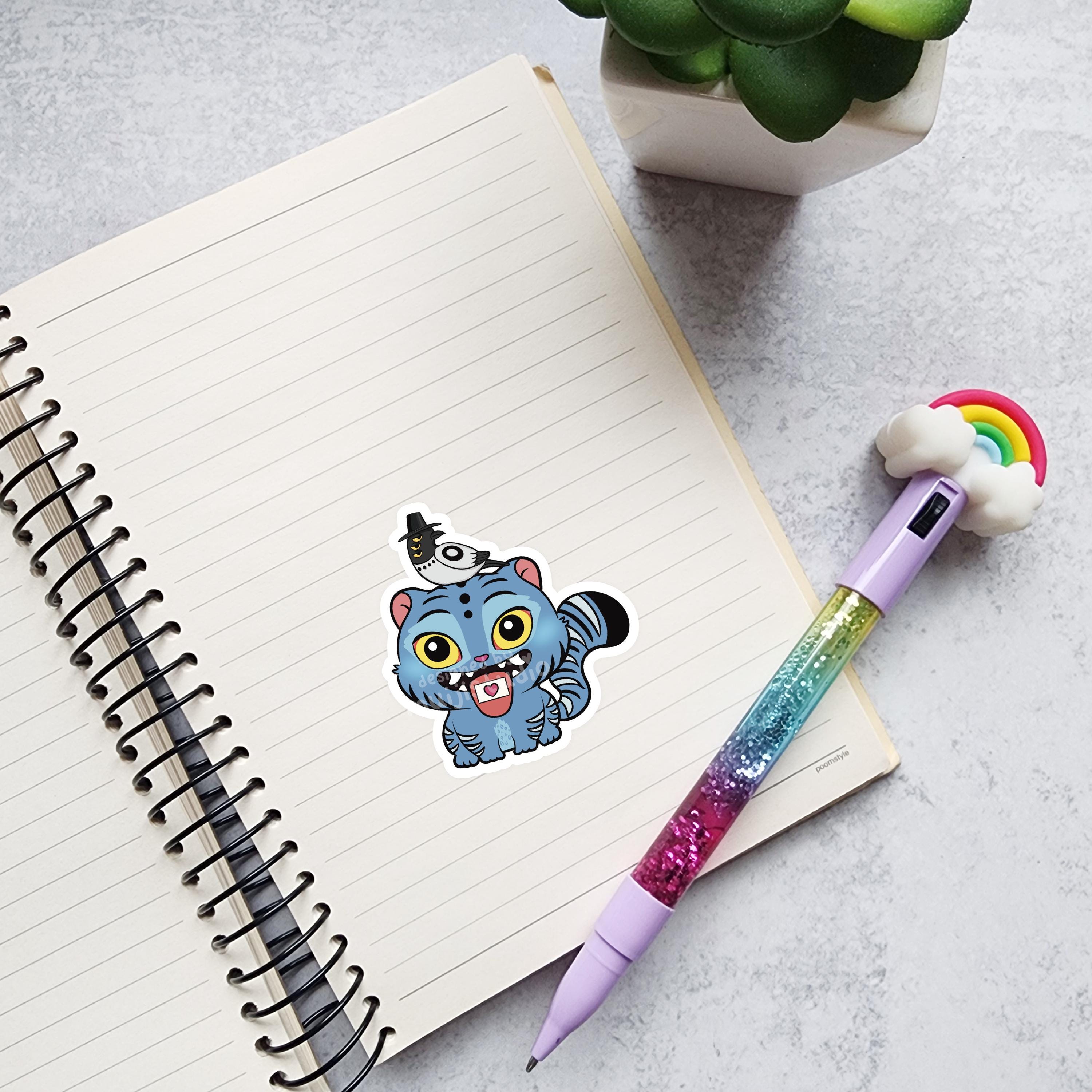 Derpy Tiger & Magpie Vinyl Sticker, Korean Kawaii Animal - Etsy