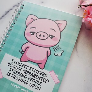 Stabby Piggy Reusable Sticker Book, Sticker Collector, Sticker Lover ...