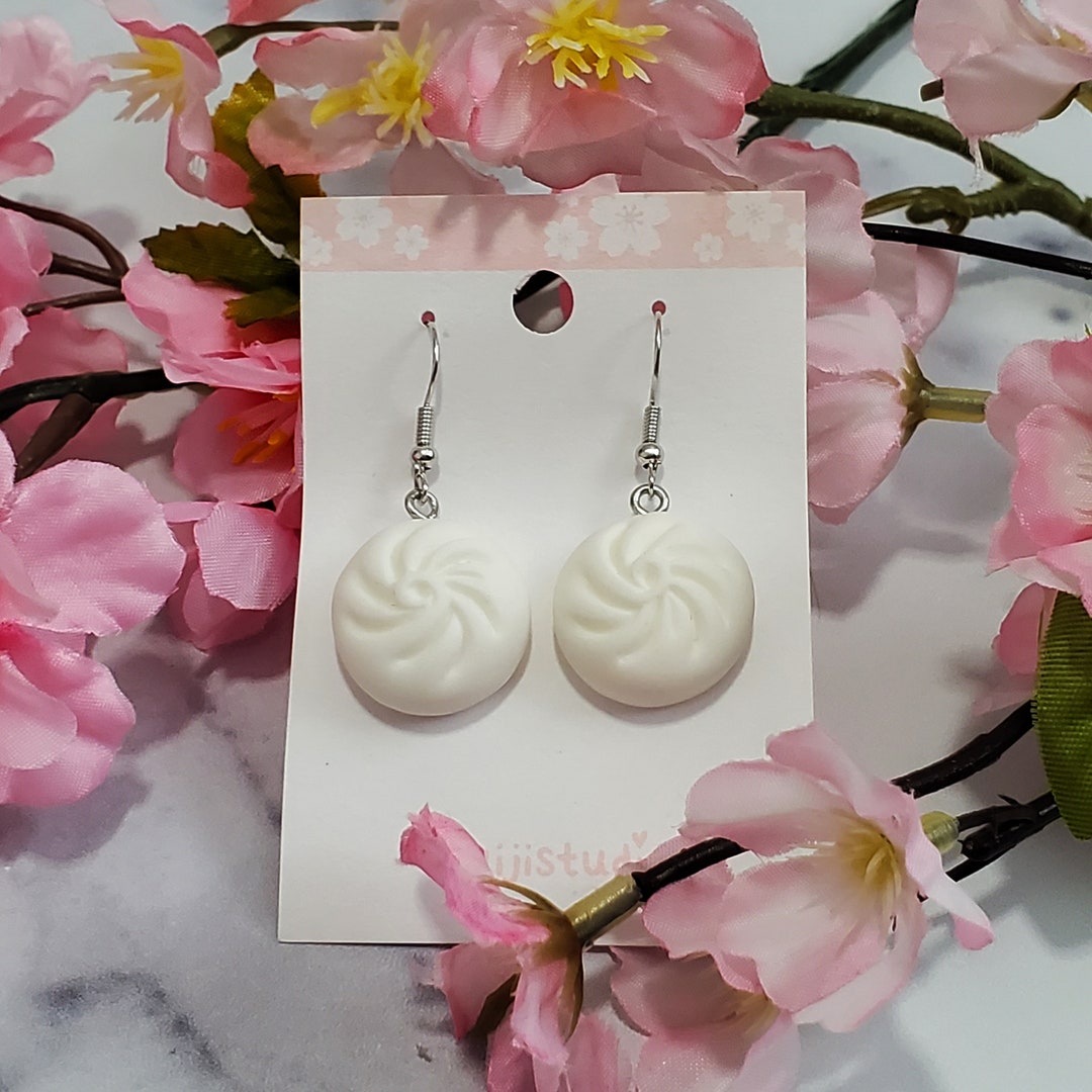 Bao Bun Earrings: Steamed Dumpling, Stainless Steel Hooks - Etsy