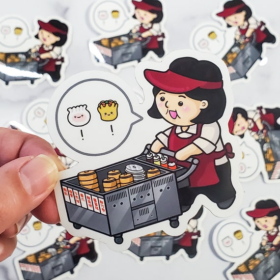 Dim Sum Lady Sticker Dim Sum Cart Asian Auntie Hong Kong - Etsy