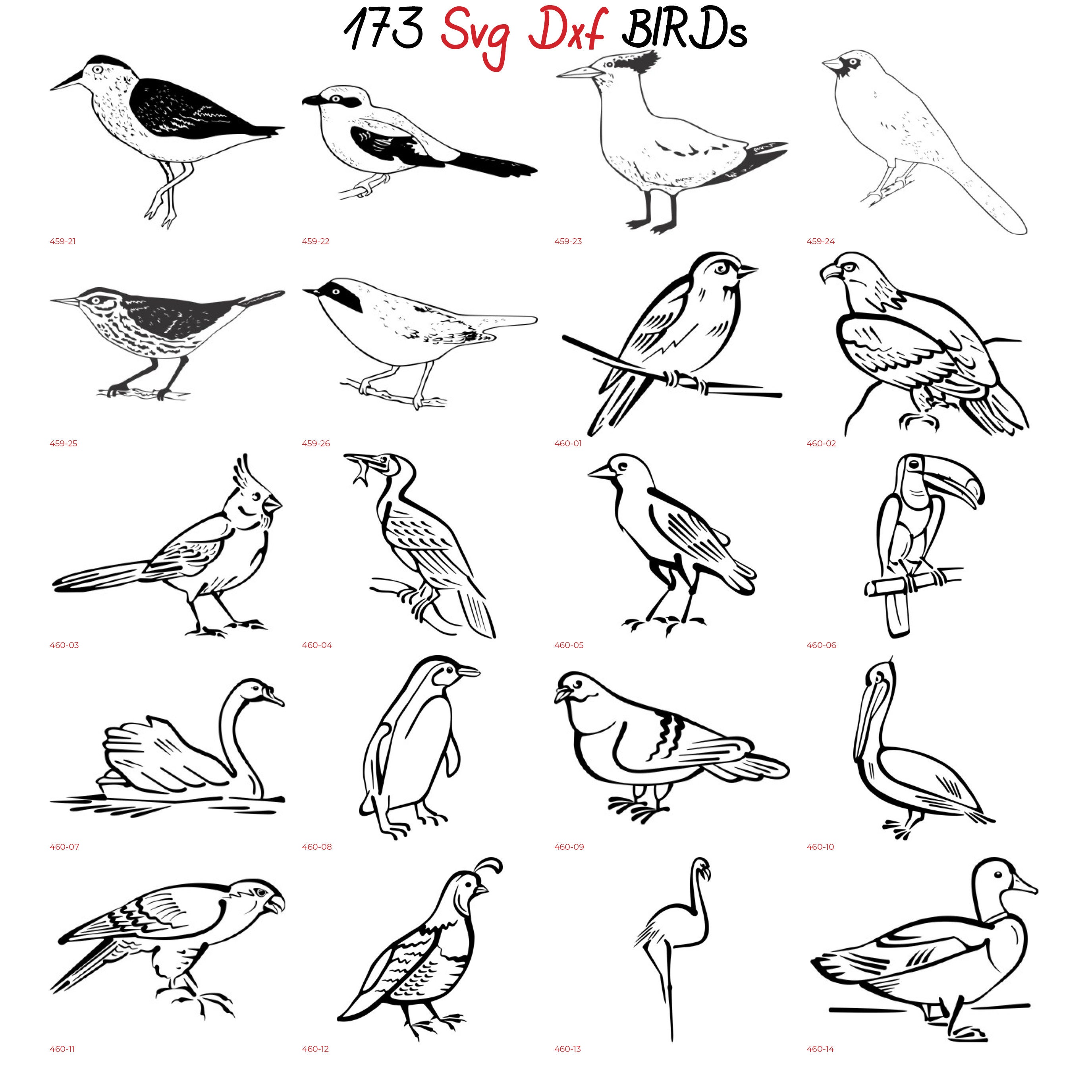 173 Svg Dxf Birds White Bundle Laser Engrave Files - Etsy
