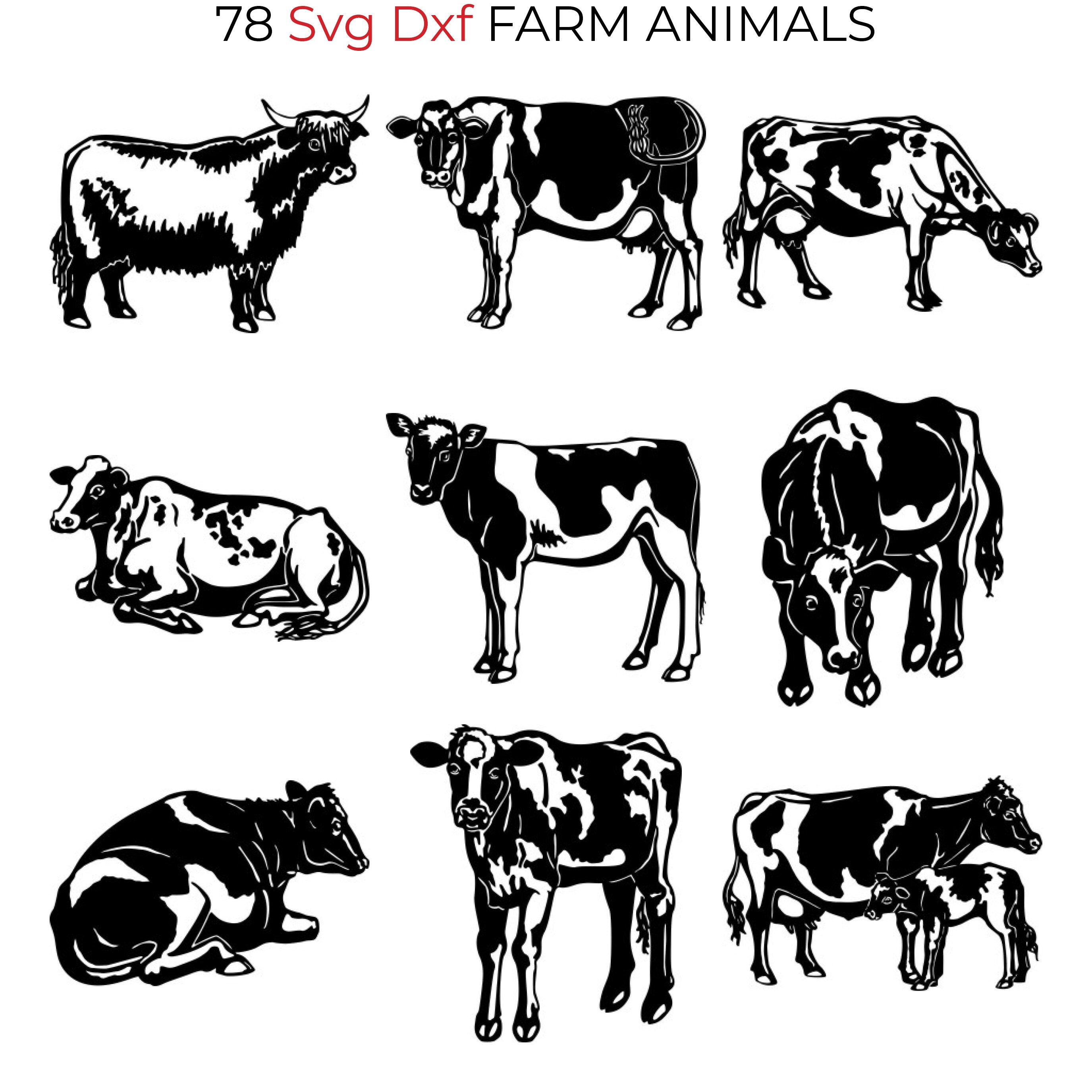 78 Svg Dxf Farm Animals Bundle Laser Engrave Files - Etsy