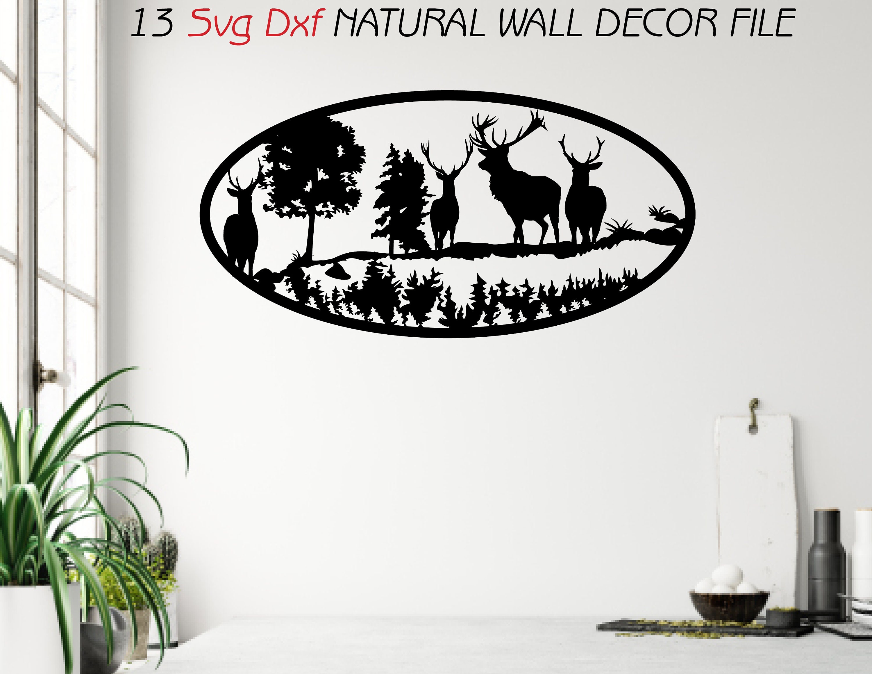 13 Svg Dxf Oval Nature Wall Decor Metal Wood Laser CNC Router Machine ...