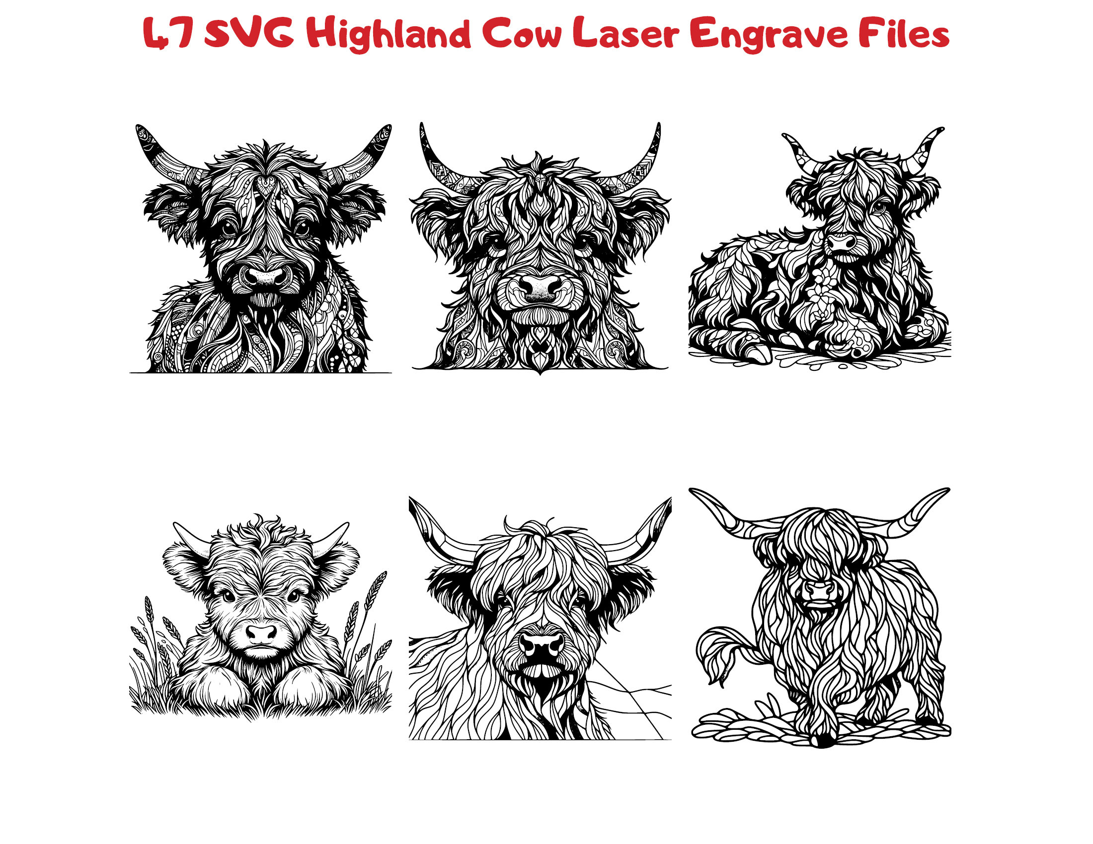 47 Svg Highland Cows Bundle Laser Engrave Files - Etsy