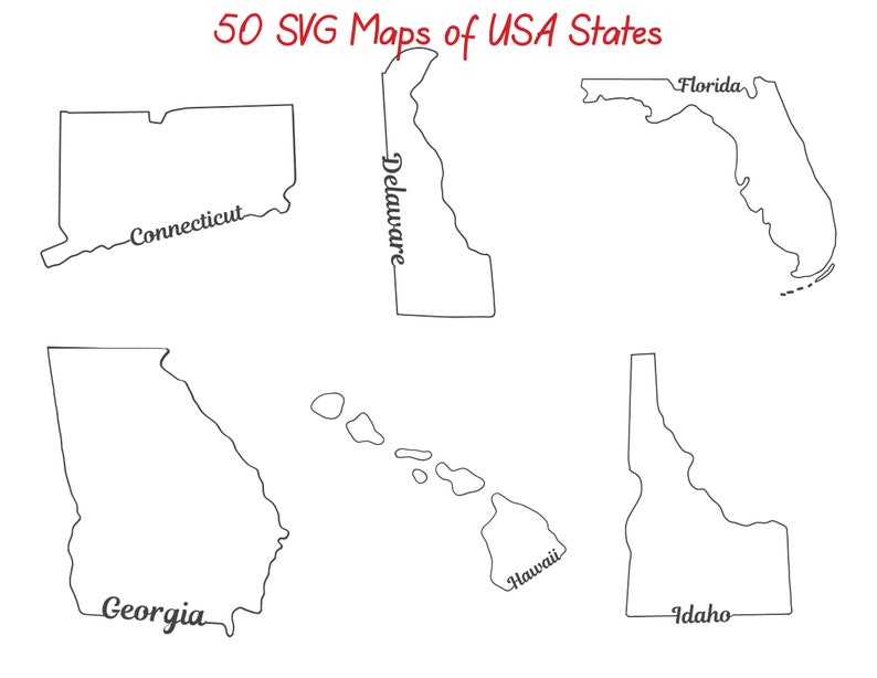 50 SVG DXF State of USA Maps for Laser Cut Engrave Projects - Etsy