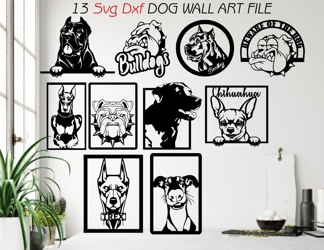 13 Svg Dxf Dog Wall Art Decor Metal Wood Laser CNC Router Machine ...