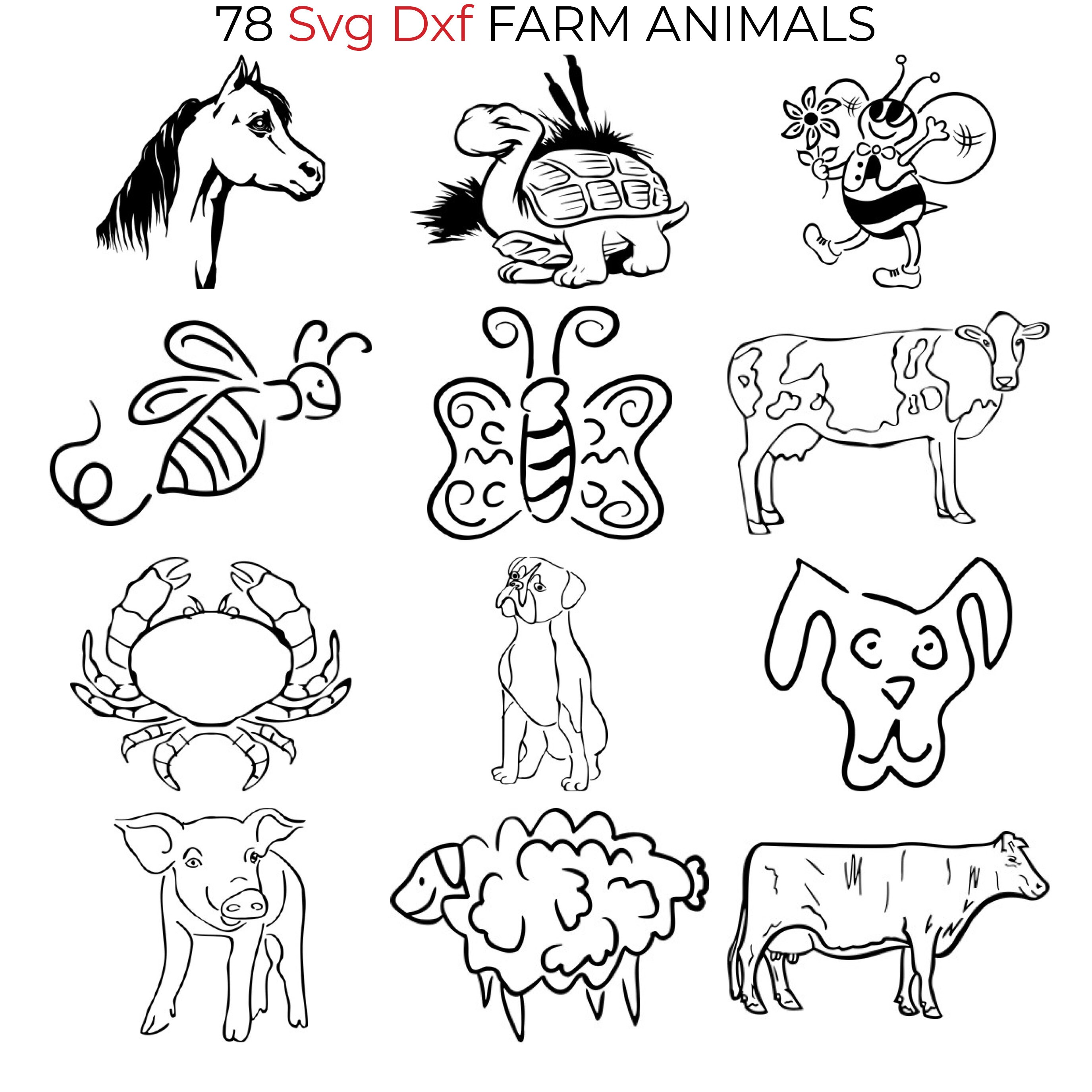 78 Svg Dxf Farm Animals Bundle Laser Engrave Files - Etsy