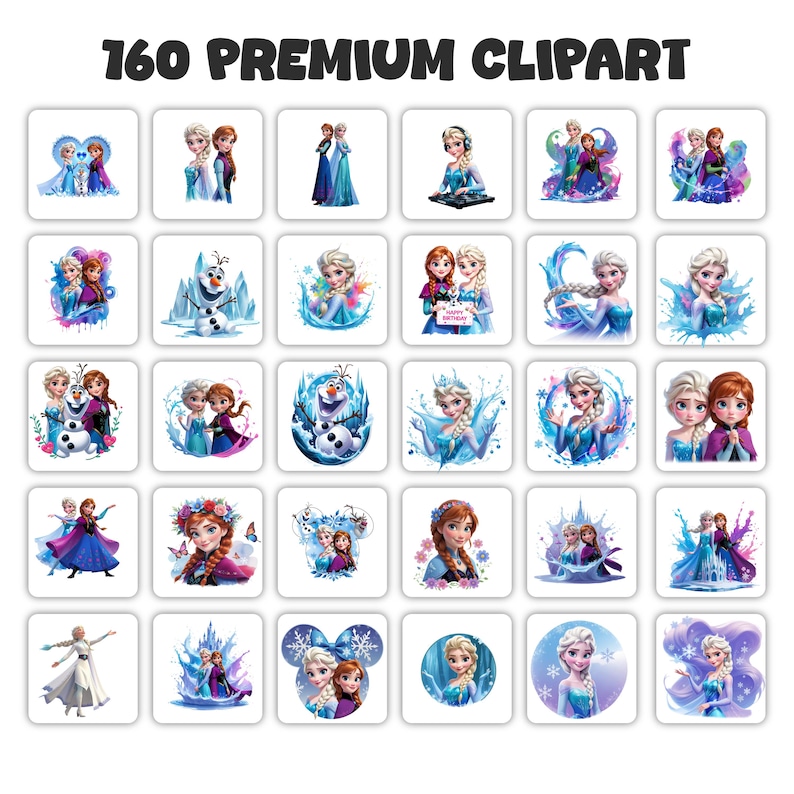 Elsa & Anna Clipart PNG Bundle: Frozen Party Decor (digital Download ...