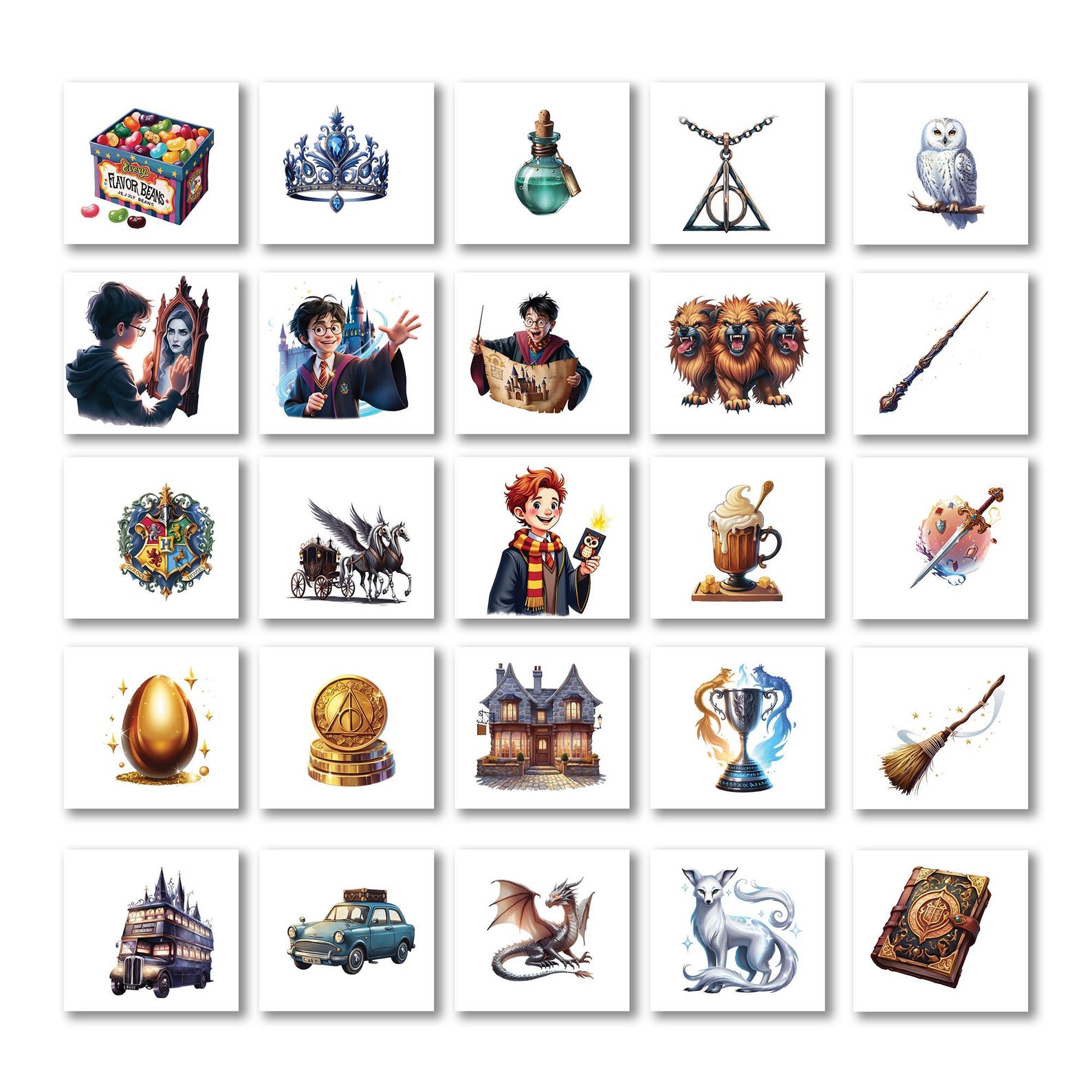 Wizard School Clipart Bundle: Magic Wands, Potions, Owls (100 PNG ...