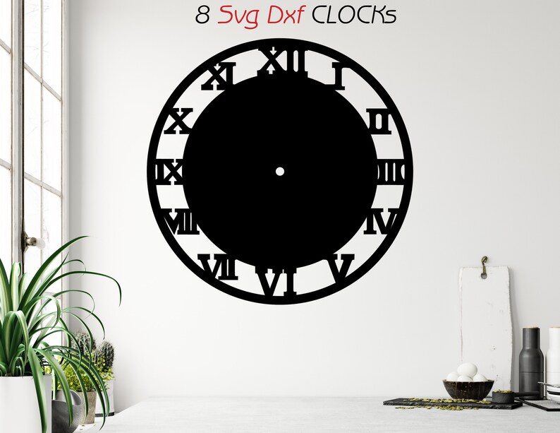 8 SVG DXF Wall Clocks Bundle for Laser Cutting Machine Wood Wall Clocks ...