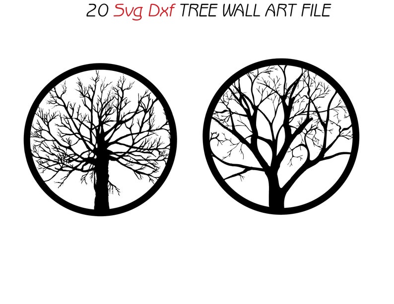 20 Svg Dxf Tree Wall Decor Metal Wood Laser CNC Router Machine Vector ...