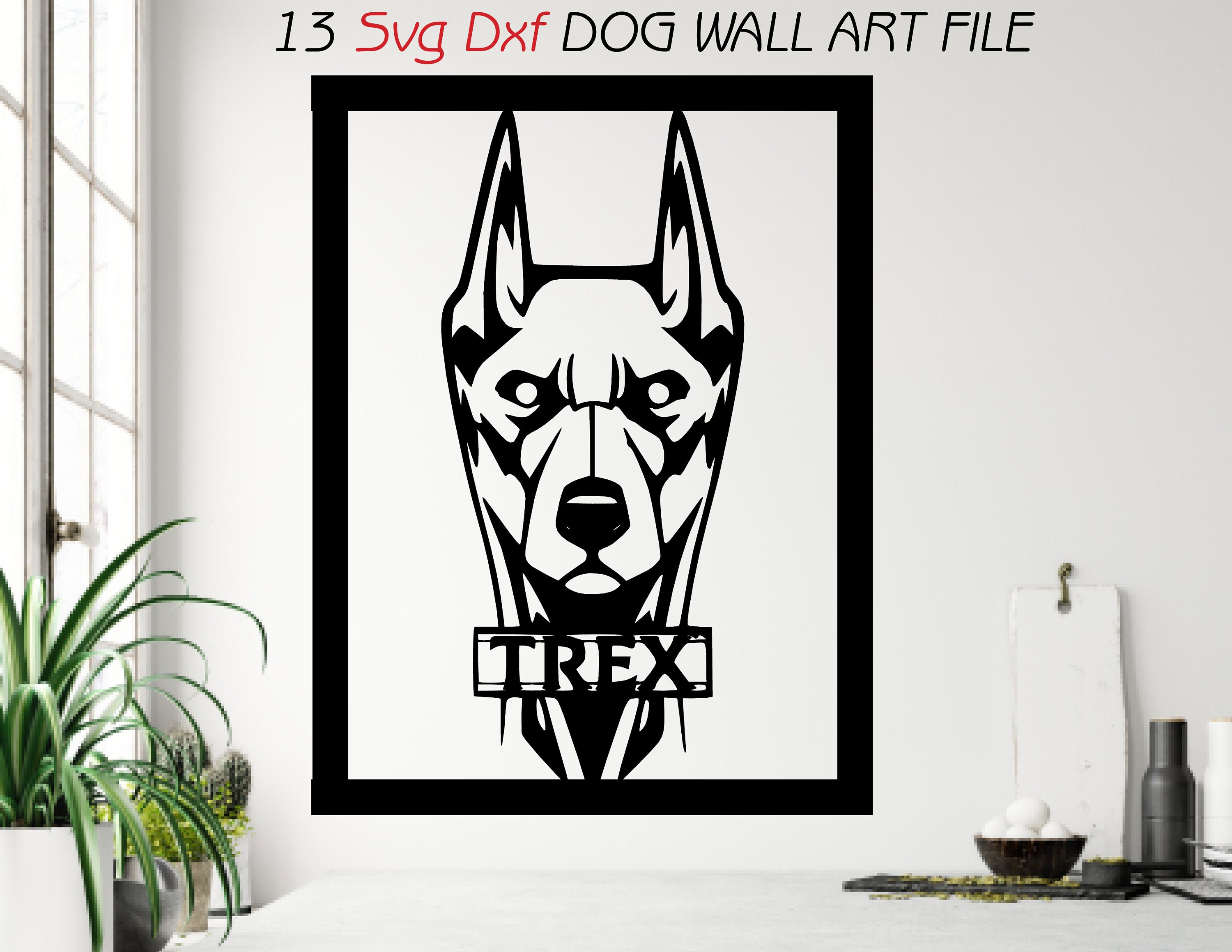 13 Svg Dxf Dog Wall Art Decor Metal Wood Laser CNC Router Machine ...