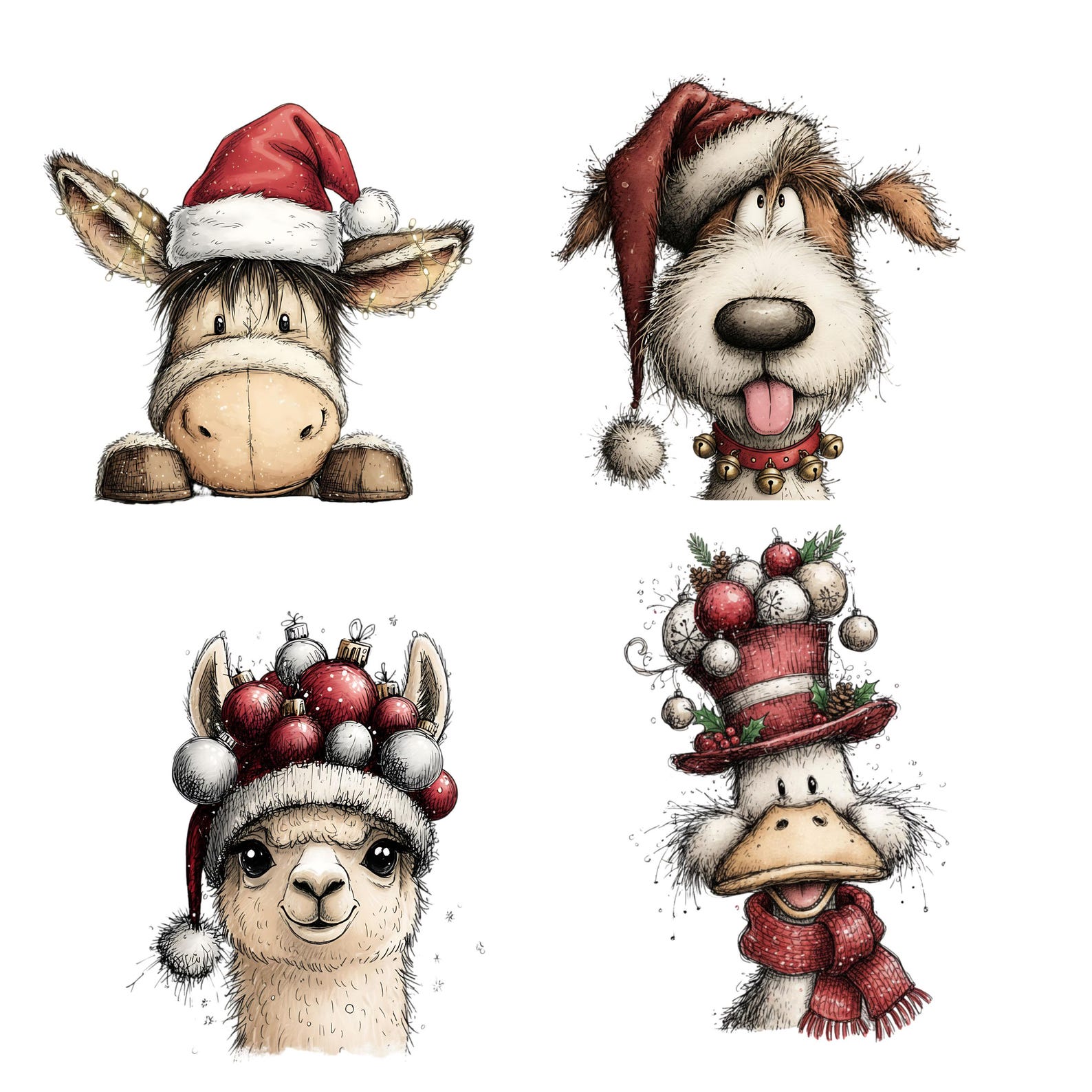 Animals Christmas Clipart Bundle | 21 Funny Holiday Animal Pngs ...