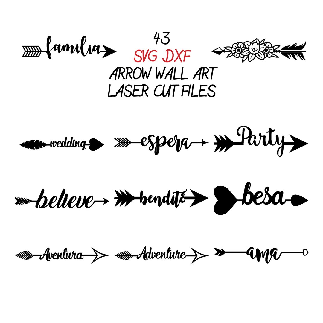 43 SVG Arrow DXF Wall Decor Bundle for Metal Wood Laser CNC Router ...