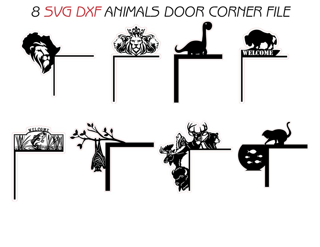 8 Svg Dxf Animals Door Corner Topper Bundle Wall Decor Frames Wood ...