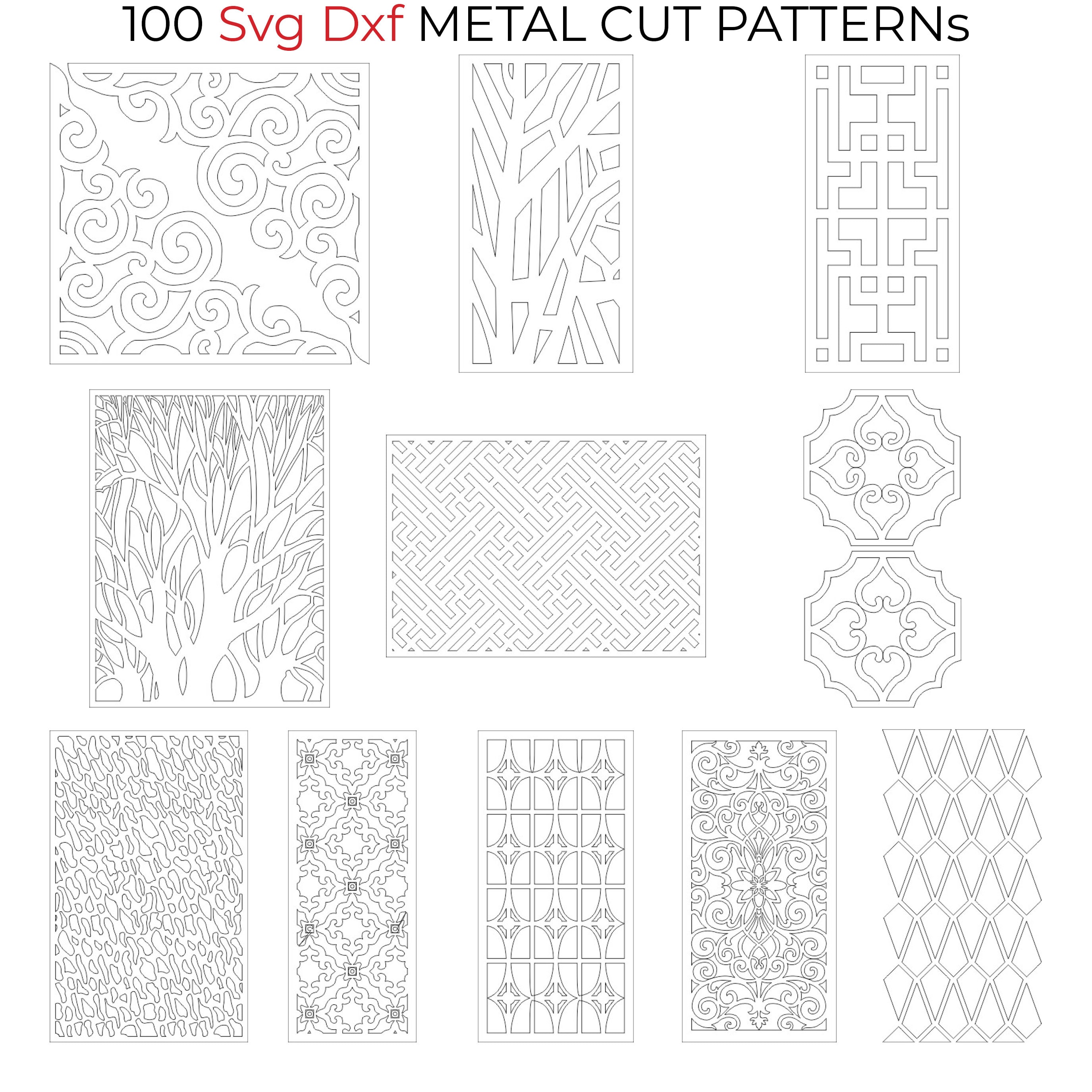 100 SVG DXF Wall Panel Bundle for Sheet Metal Plasma Laser CNC Cutting ...