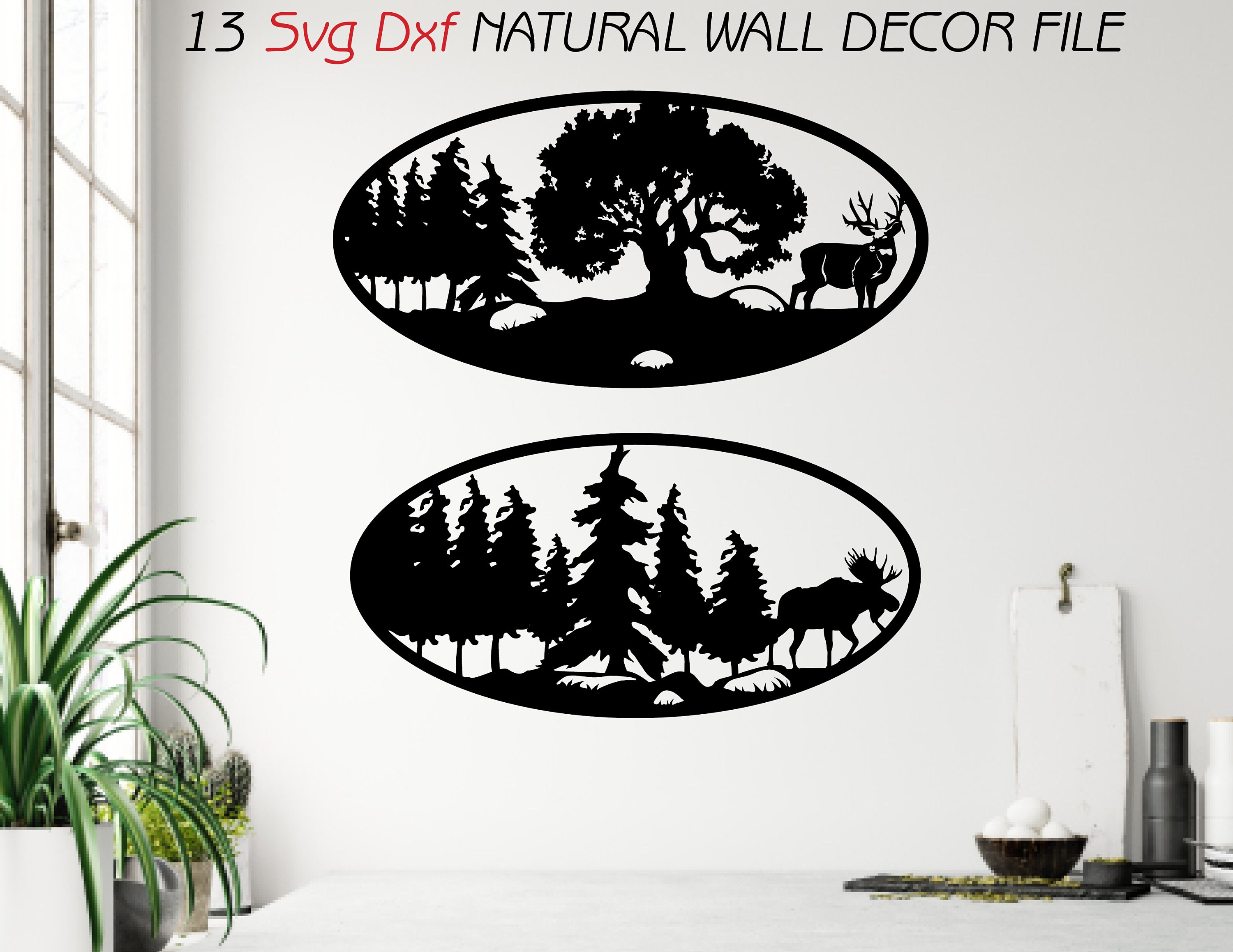 13 Svg Dxf Oval Nature Wall Decor Metal Wood Laser CNC Router Machine ...
