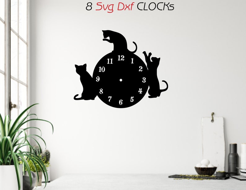 8 SVG DXF Wall Clocks Bundle for Laser Cutting Machine Wood Wall Clocks ...