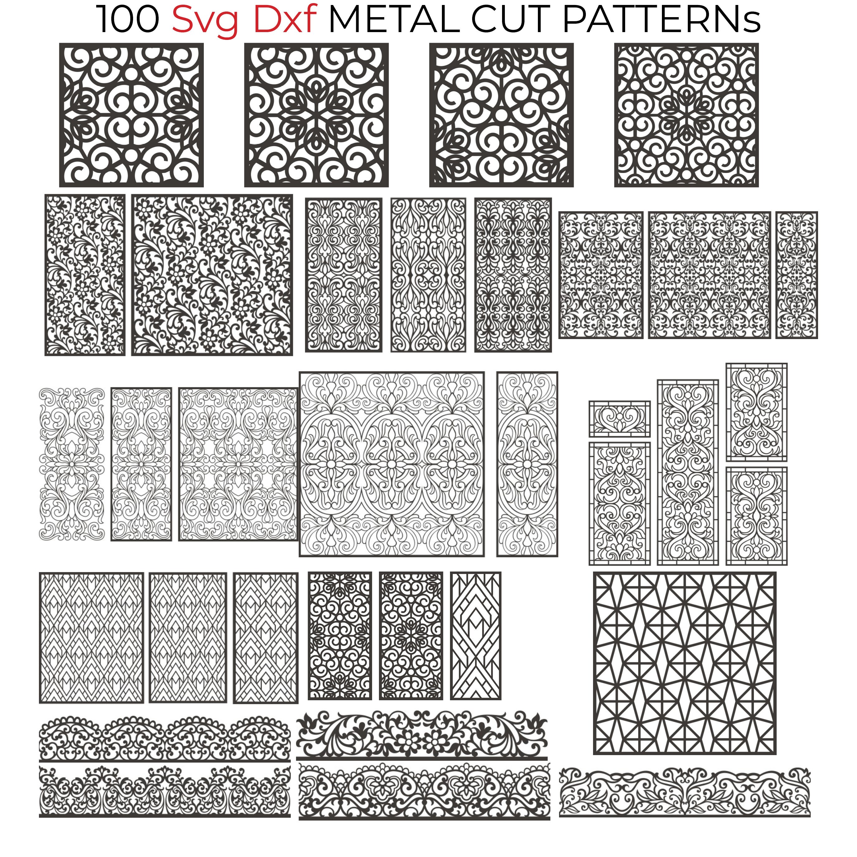 100 SVG DXF Wall Panel Bundle for Sheet Metal Plasma Laser CNC Cutting ...