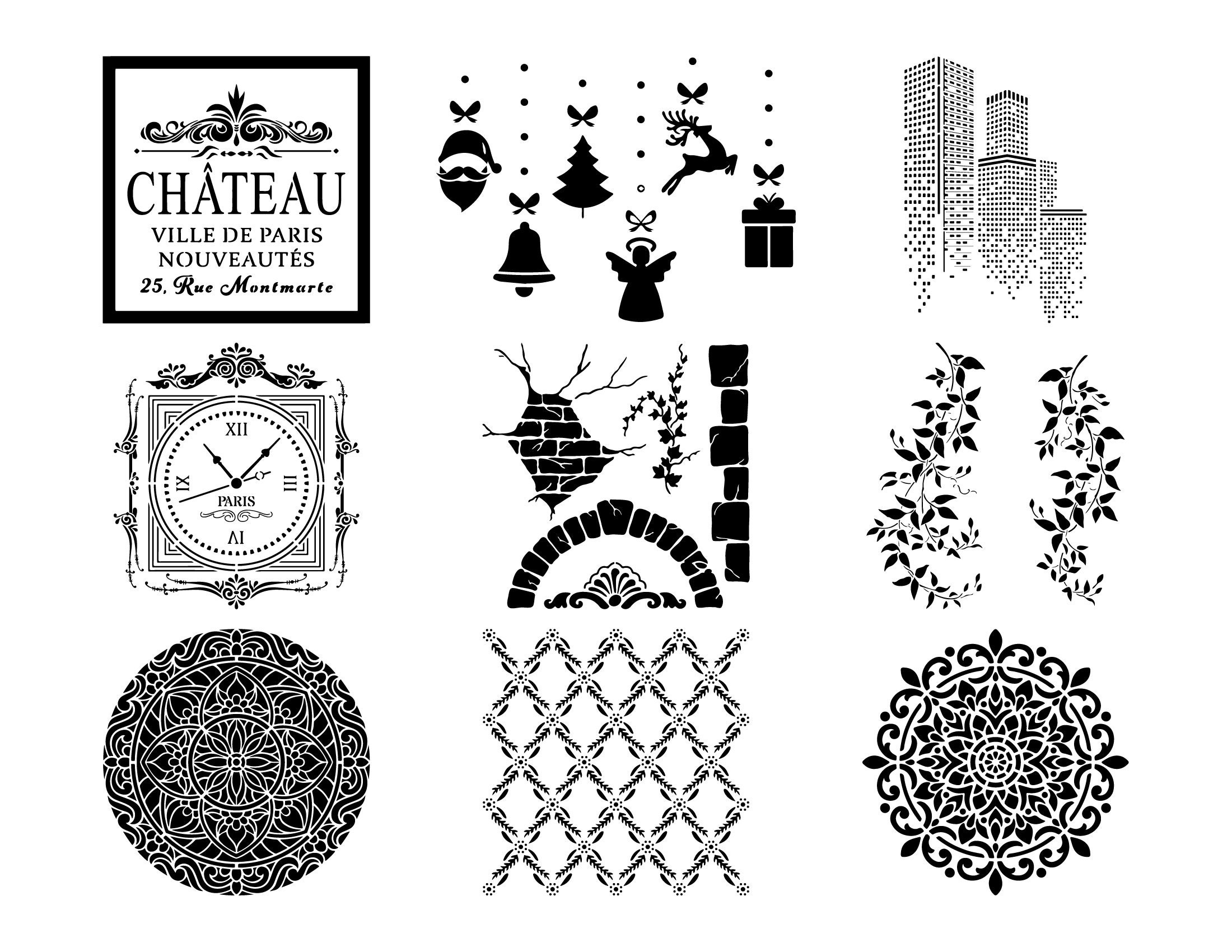 65 SVG Stencil Bundle for Cutting Template Layering Designs Walls ...