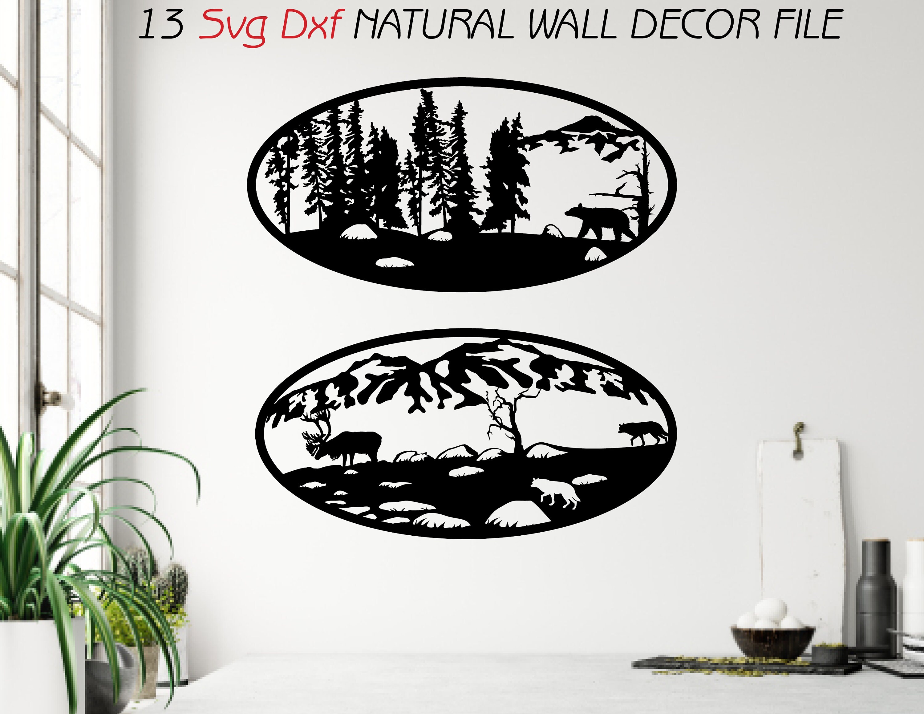 13 Svg Dxf Oval Nature Wall Decor Metal Wood Laser CNC Router Machine ...