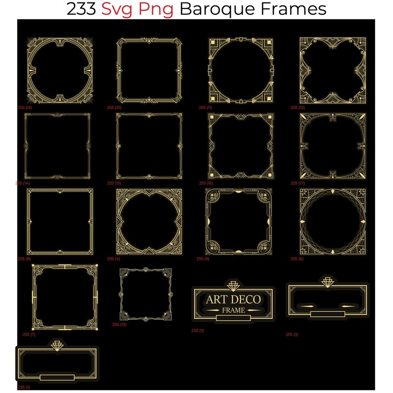 233 Svg Png Baroque Victorian Style Art Frames Bundle Wall Decor Frames ...