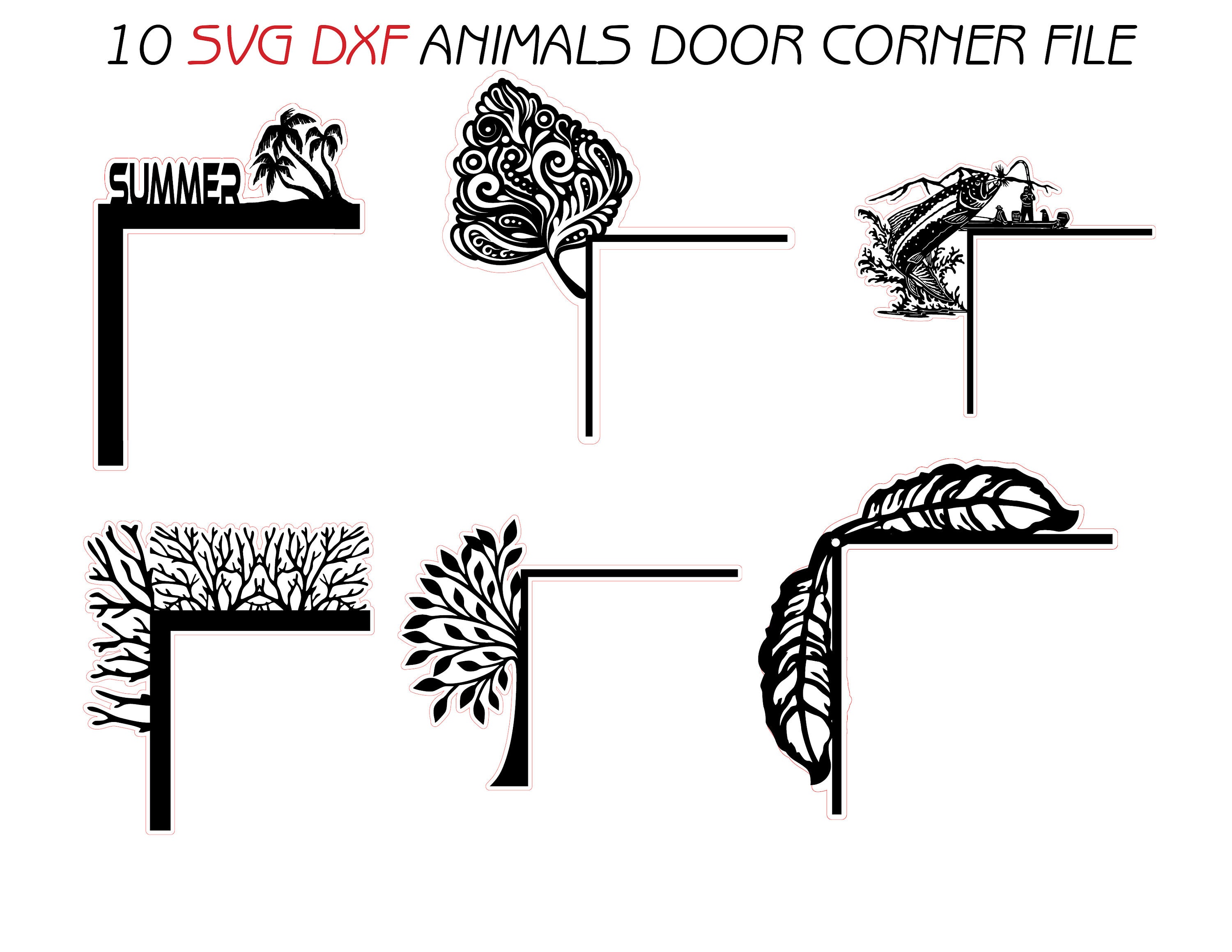 10 Svg Dxf Nature Door Corner Topper Bundle Wall Decor Frames Wood ...