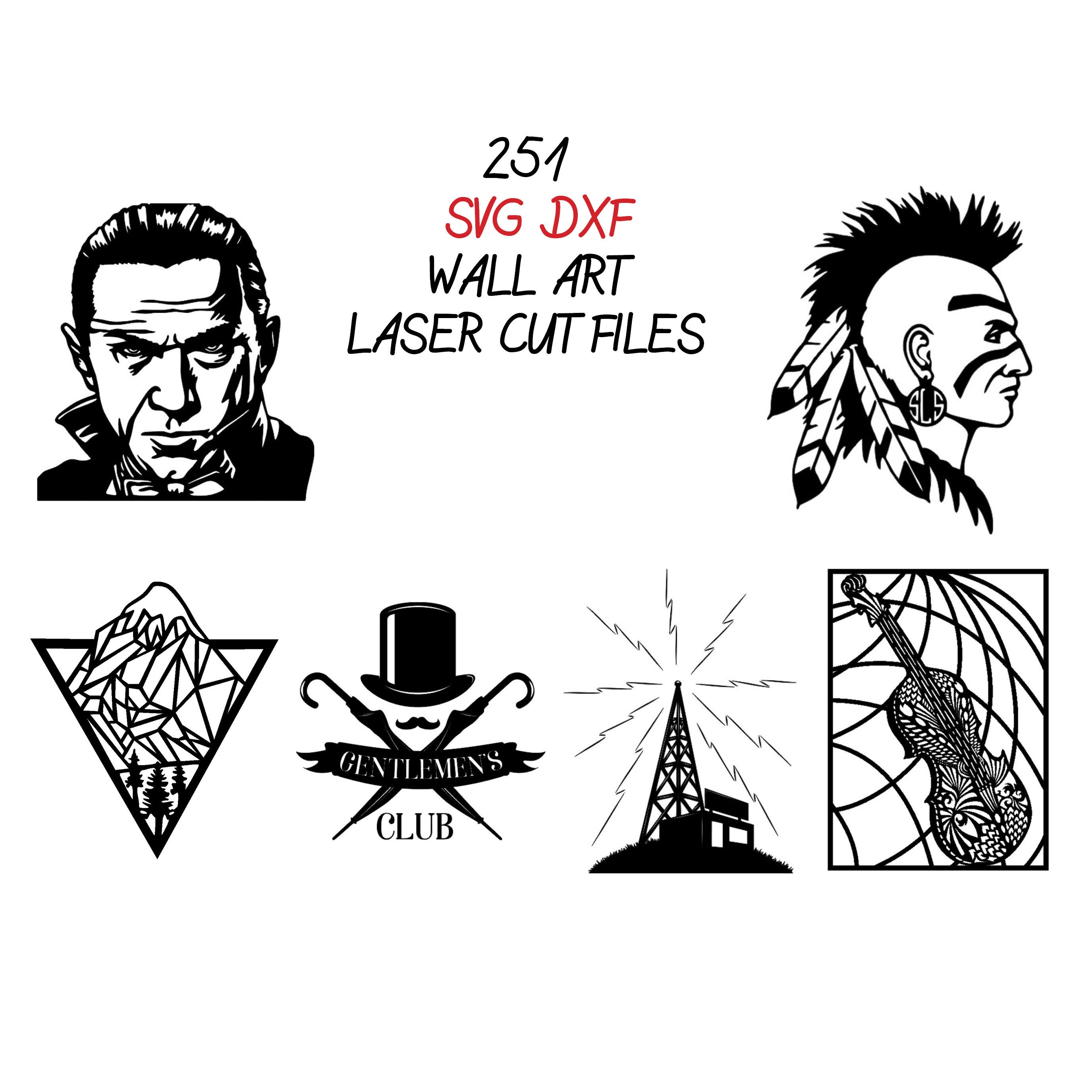 251 SVG DXF Wall Decor Bundle for Metal Wood Laser CNC Router - Etsy