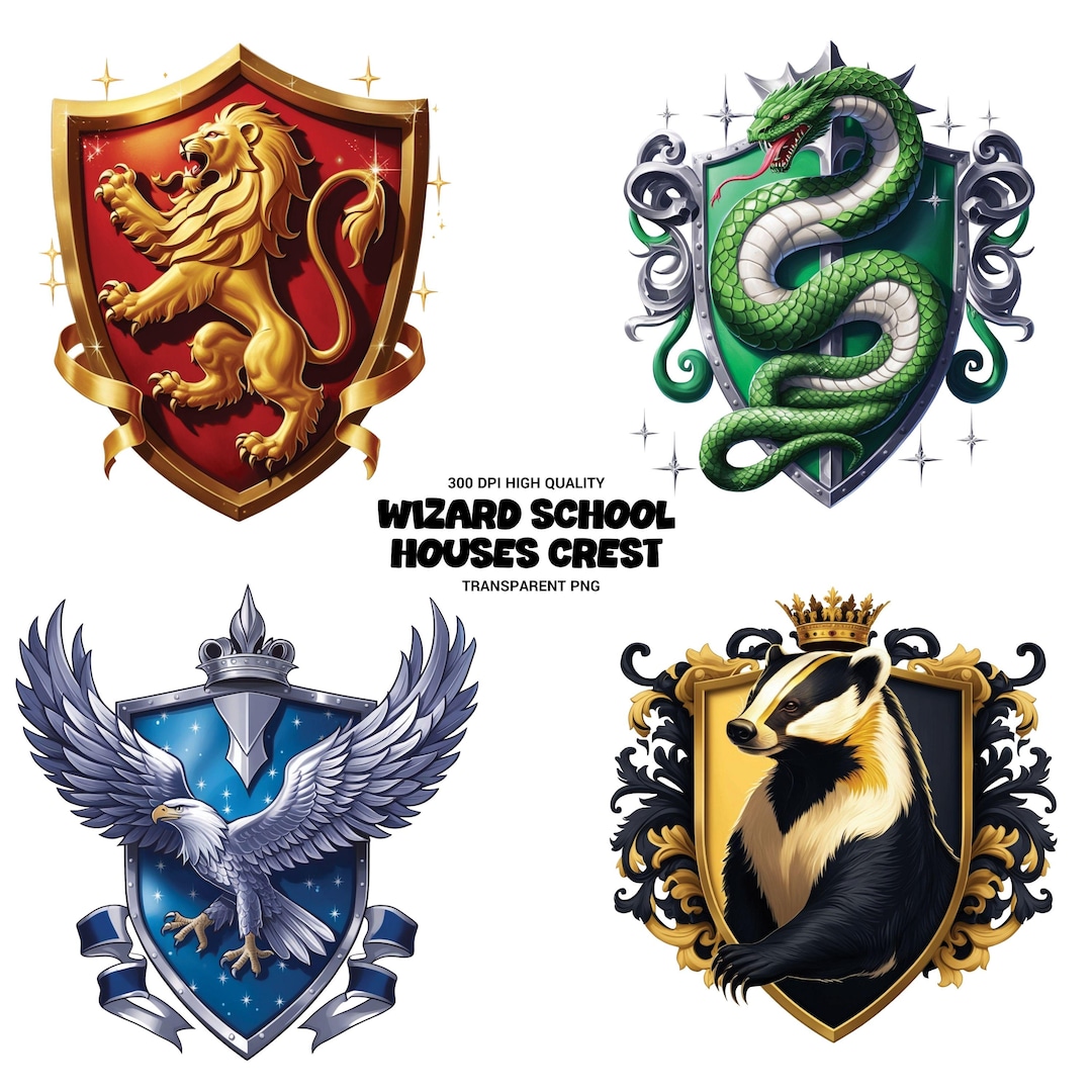 Wizard School Crests PNG Bundle: Lion, Serpent, Eagle, Badger (digital ...