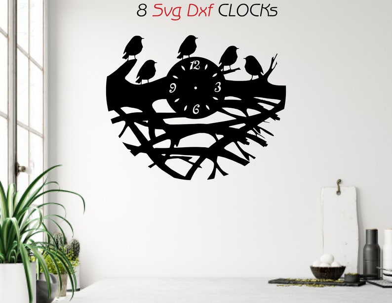 8 SVG DXF Wall Clocks File Bundle for Laser Cutting Machine Wood Wall ...