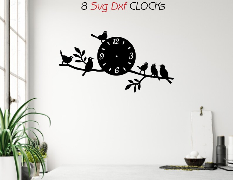 8 SVG DXF Wall Clocks Bundle for Laser Cutting Machine Wood Wall Clocks ...