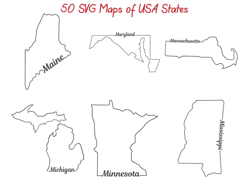 50 SVG DXF State of USA Maps for Laser Cut Engrave Projects - Etsy