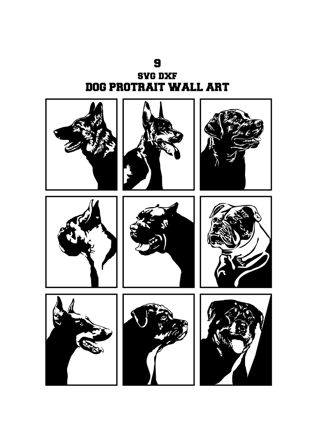 9 Svg Dxf Dog Wall Art Decor Metal Wood Laser CNC Router - Etsy