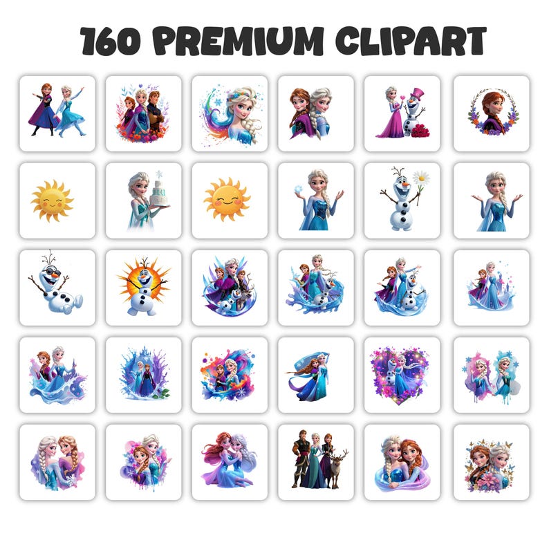 Elsa & Anna Clipart PNG Bundle: Frozen Party Decor (digital Download ...