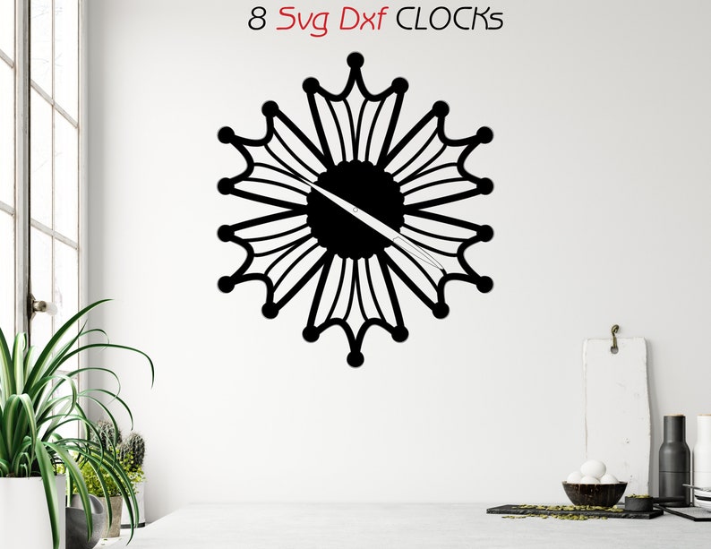 8 SVG DXF Wall Clocks Bundle for Laser Cutting Machine Wood Wall Clocks ...