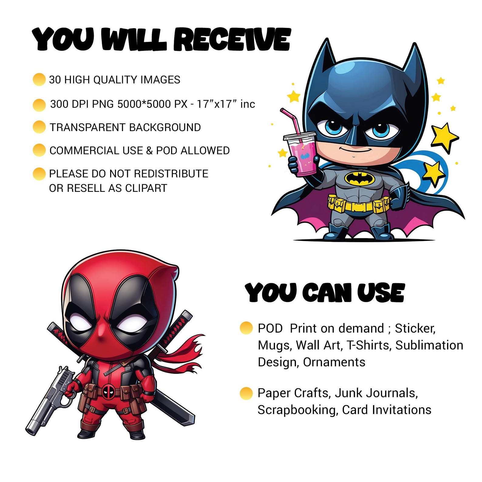 Chibi Super Hero Boy Clipart Bundle: 50 PNG Comic Hero Art (digital ...
