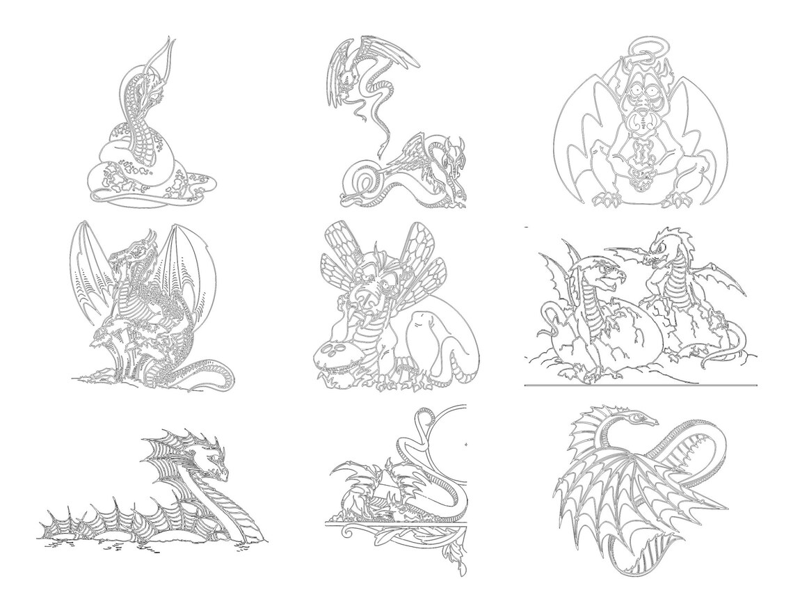 70 SVG DXF Dragon Bundle for Laser Engrave Tattoo Sublimation - Etsy