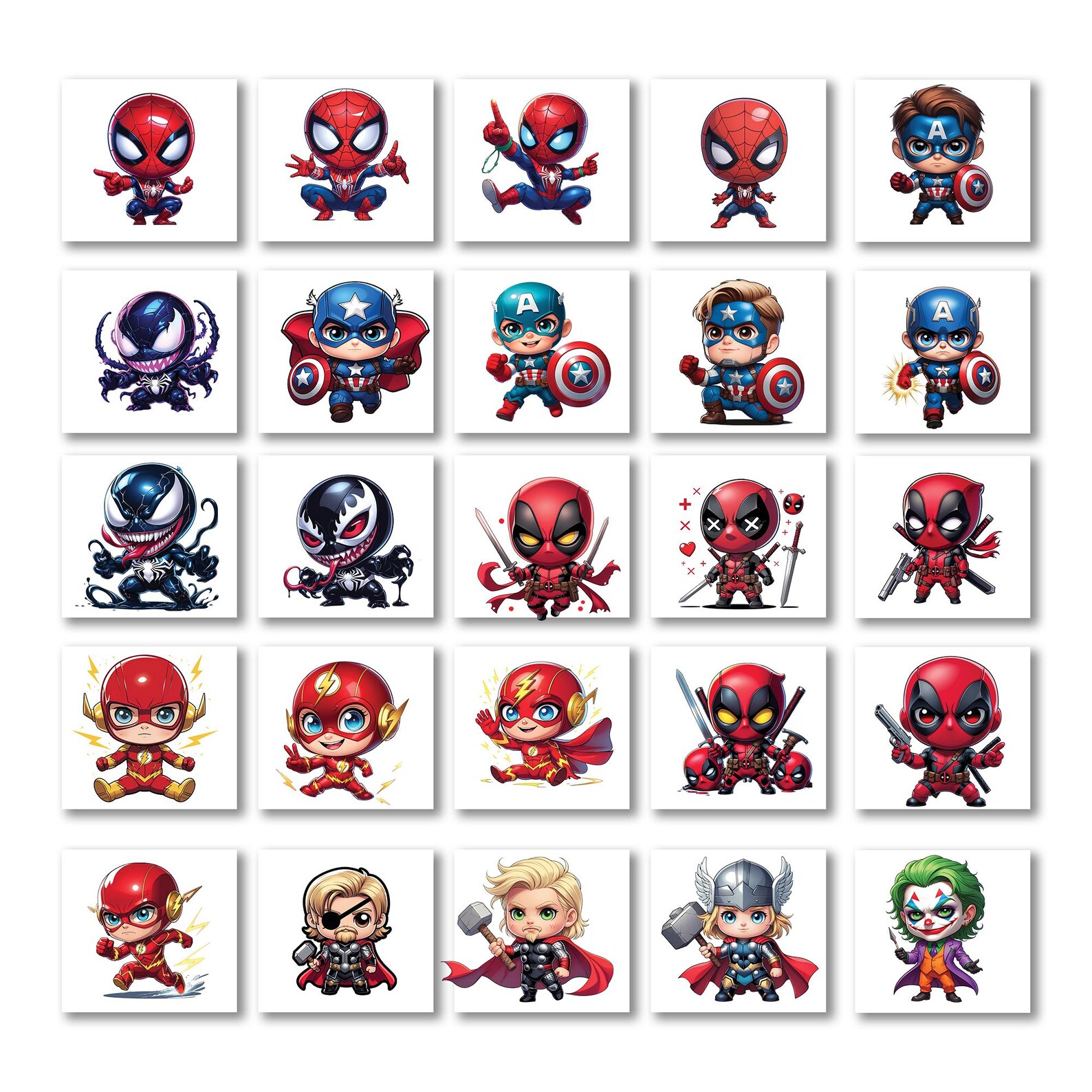Chibi Super Hero Boy Clipart Bundle: 50 PNG Comic Hero Art (digital ...