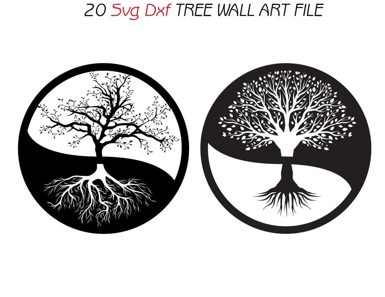 20 Svg Dxf Tree Wall Decor Metal Wood Laser CNC Router Machine Vector ...