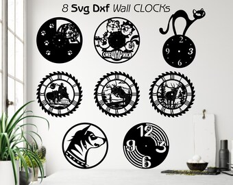 8 SVG DXF Wall Clocks Bundle for Laser Cutting Machine Wood - Etsy