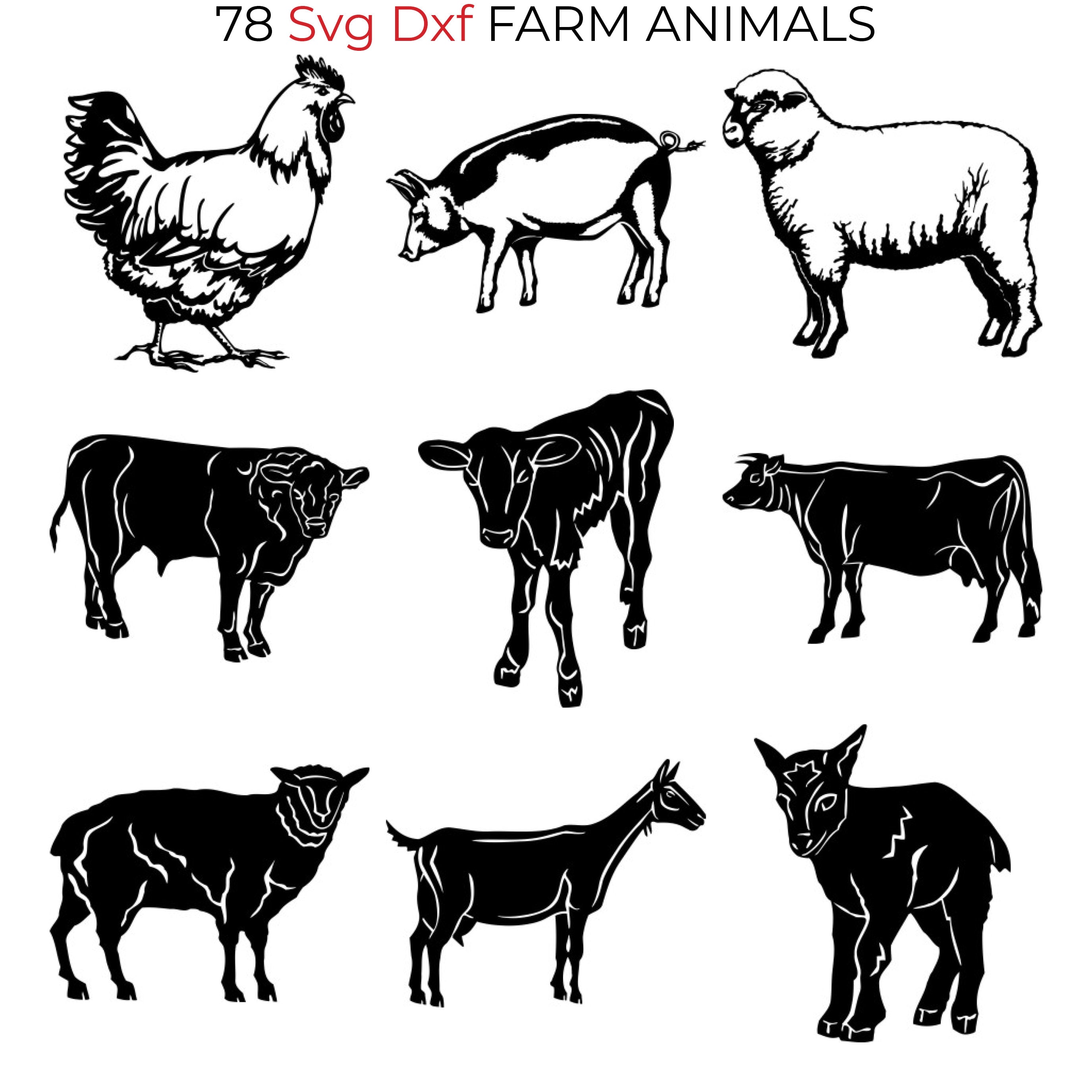 78 Svg Dxf Farm Animals Bundle Laser Engrave Files - Etsy