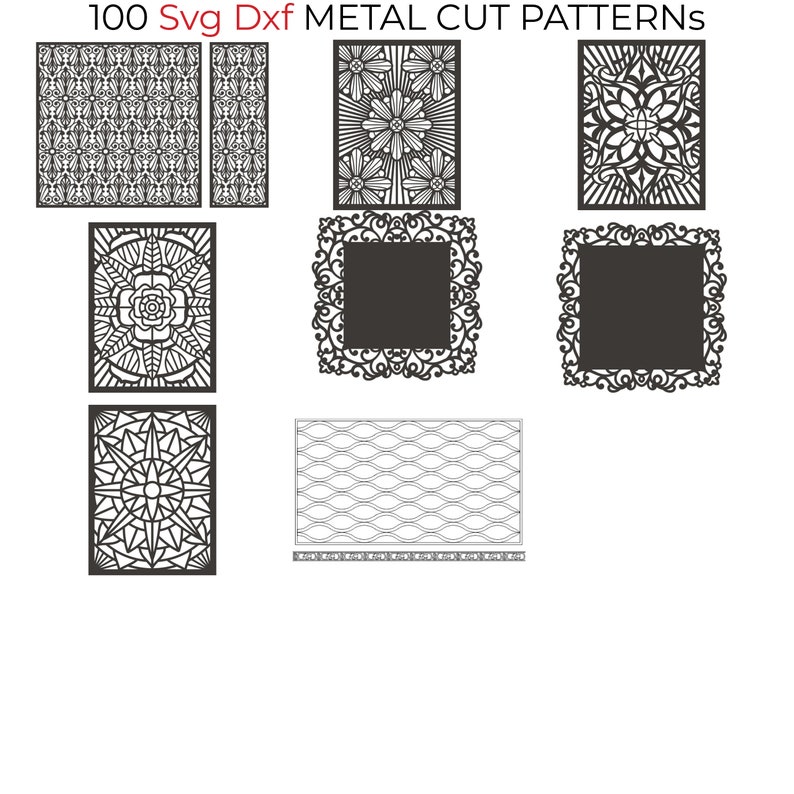 100 SVG DXF Wall Panel Bundle for Sheet Metal Plasma Laser CNC Cutting ...