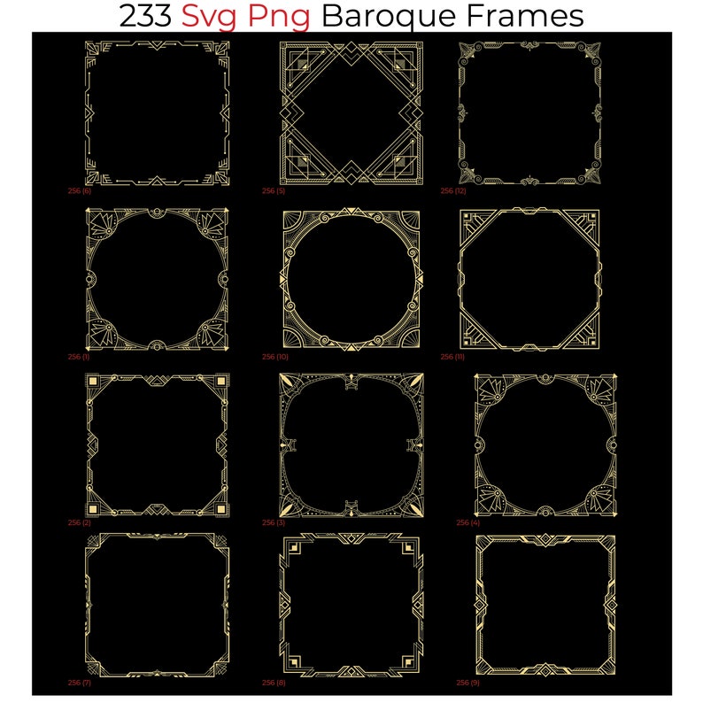 233 Svg Png Baroque Victorian Style Art Frames Bundle Wall Decor Frames ...