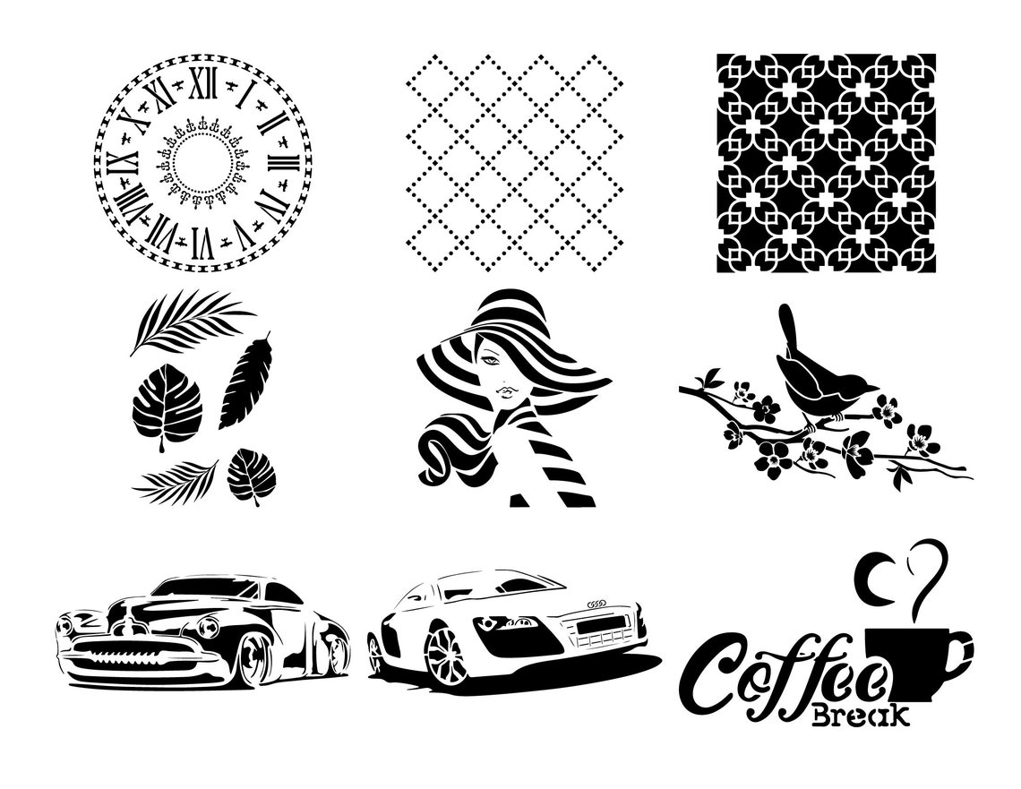 65 SVG Stencil Bundle for Cutting Template Layering Designs Walls ...