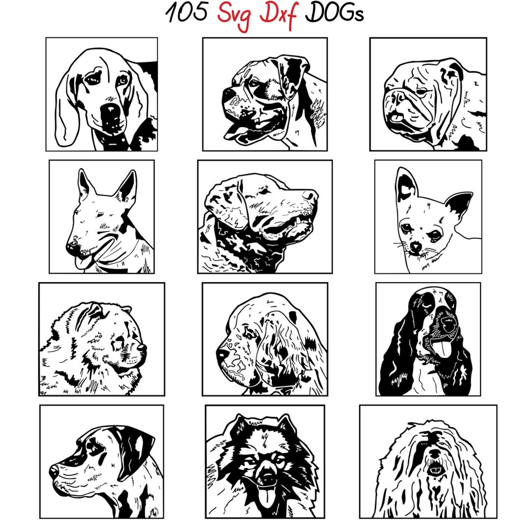105 Svg Dxf Dogs Bundle Laser Engrave Files - Etsy