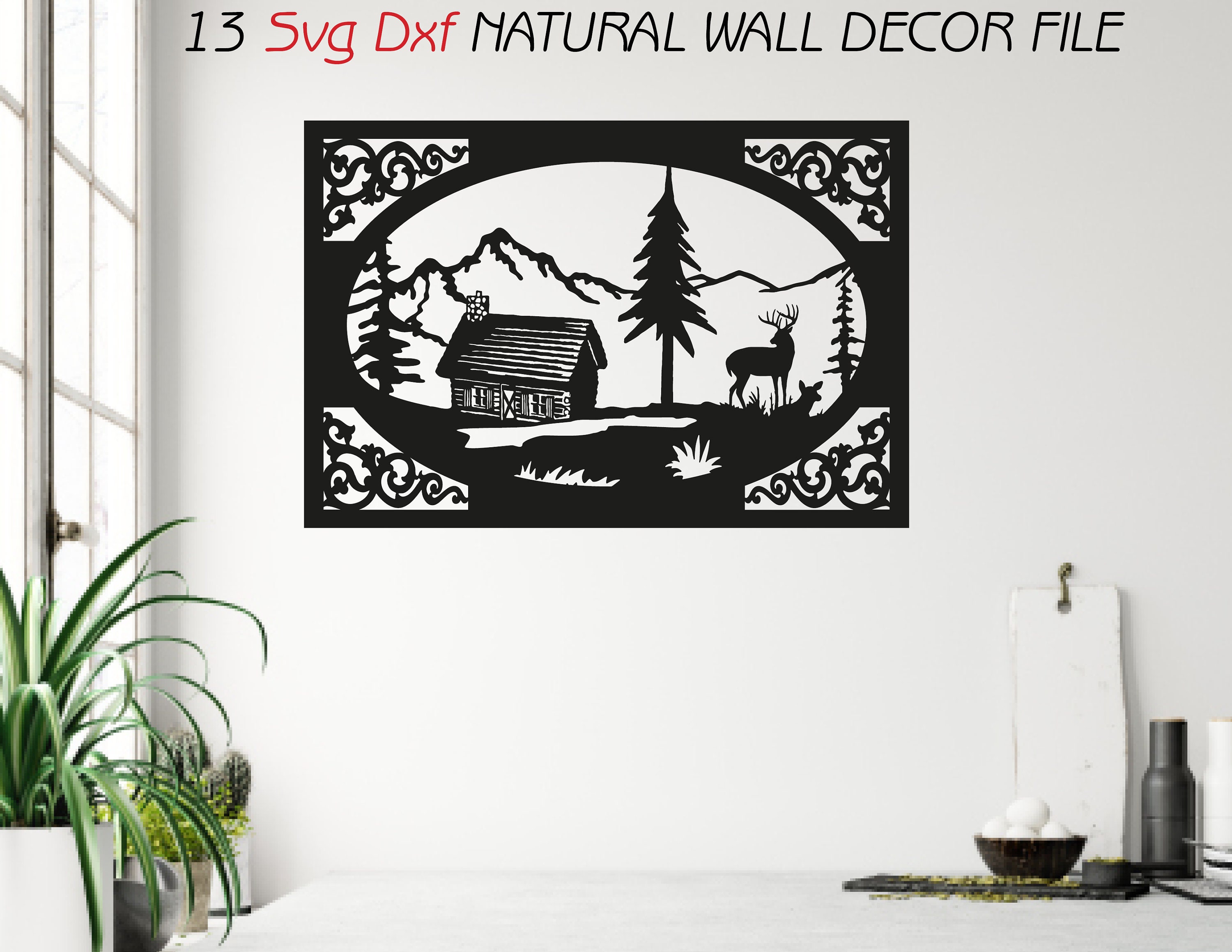 13 Svg Dxf Oval Nature Wall Decor Metal Wood Laser CNC Router Machine ...