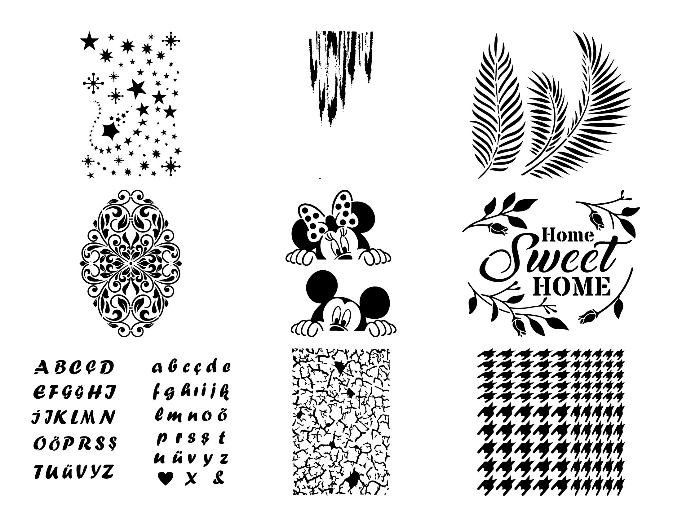 65 SVG Stencil Bundle for Cutting Template Layering Designs Walls ...